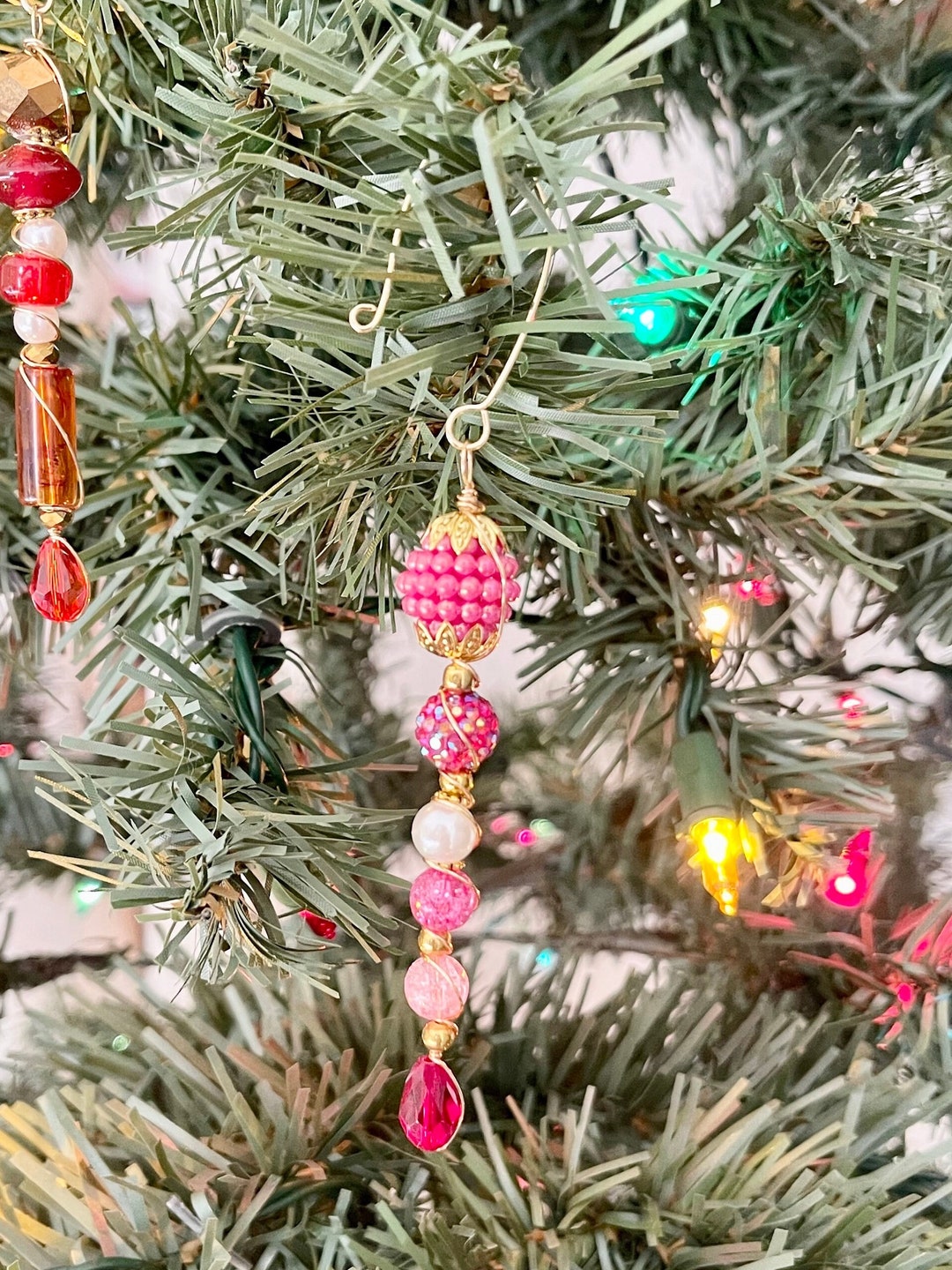 Beaded Icicle Ornament, Handmade Ornament, Wire Wrapped Ornaments ...