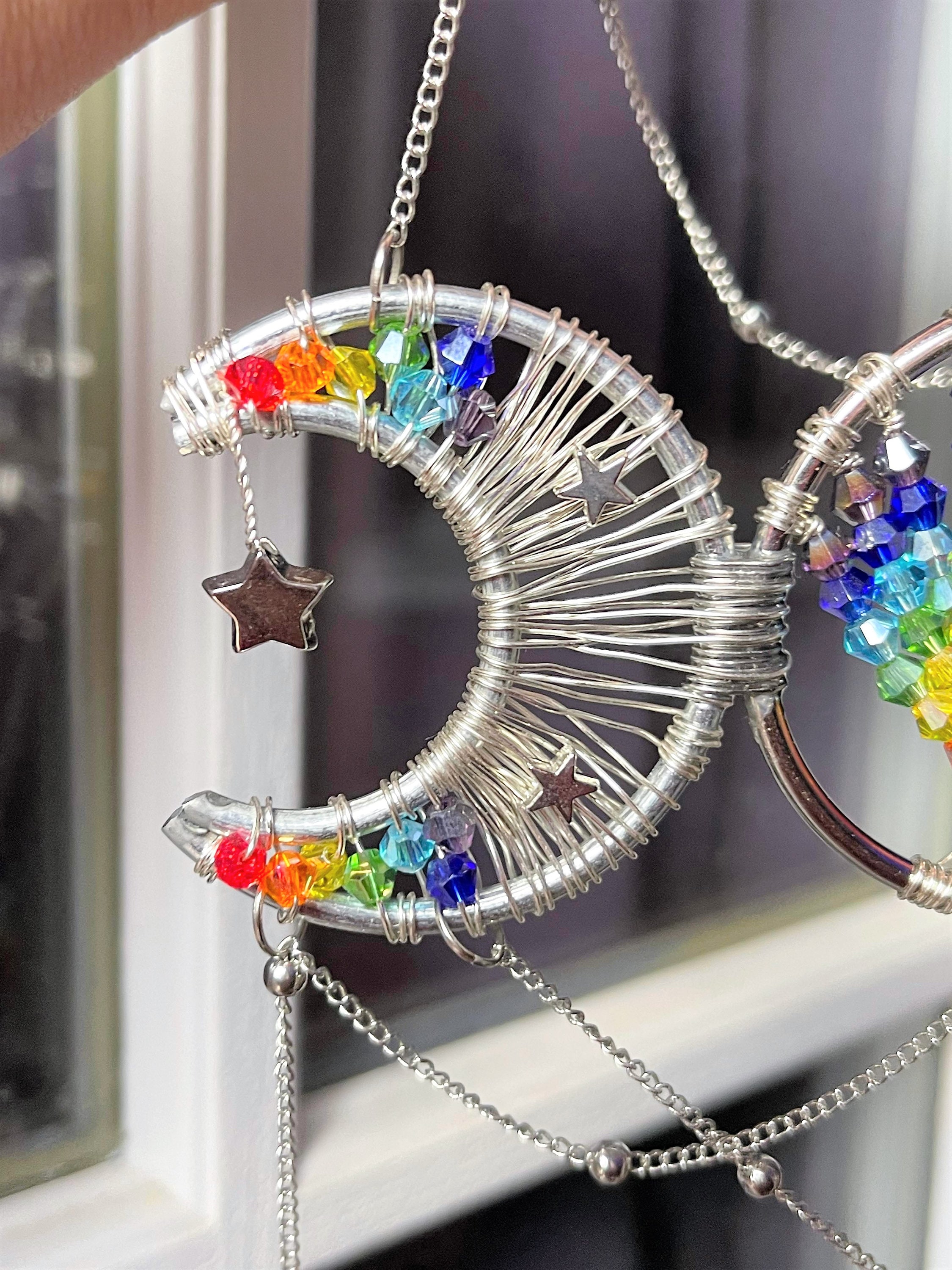 Tree of Life Moon Phases Sun Catcher, Rainbow Crystal Wall Decor - Etsy