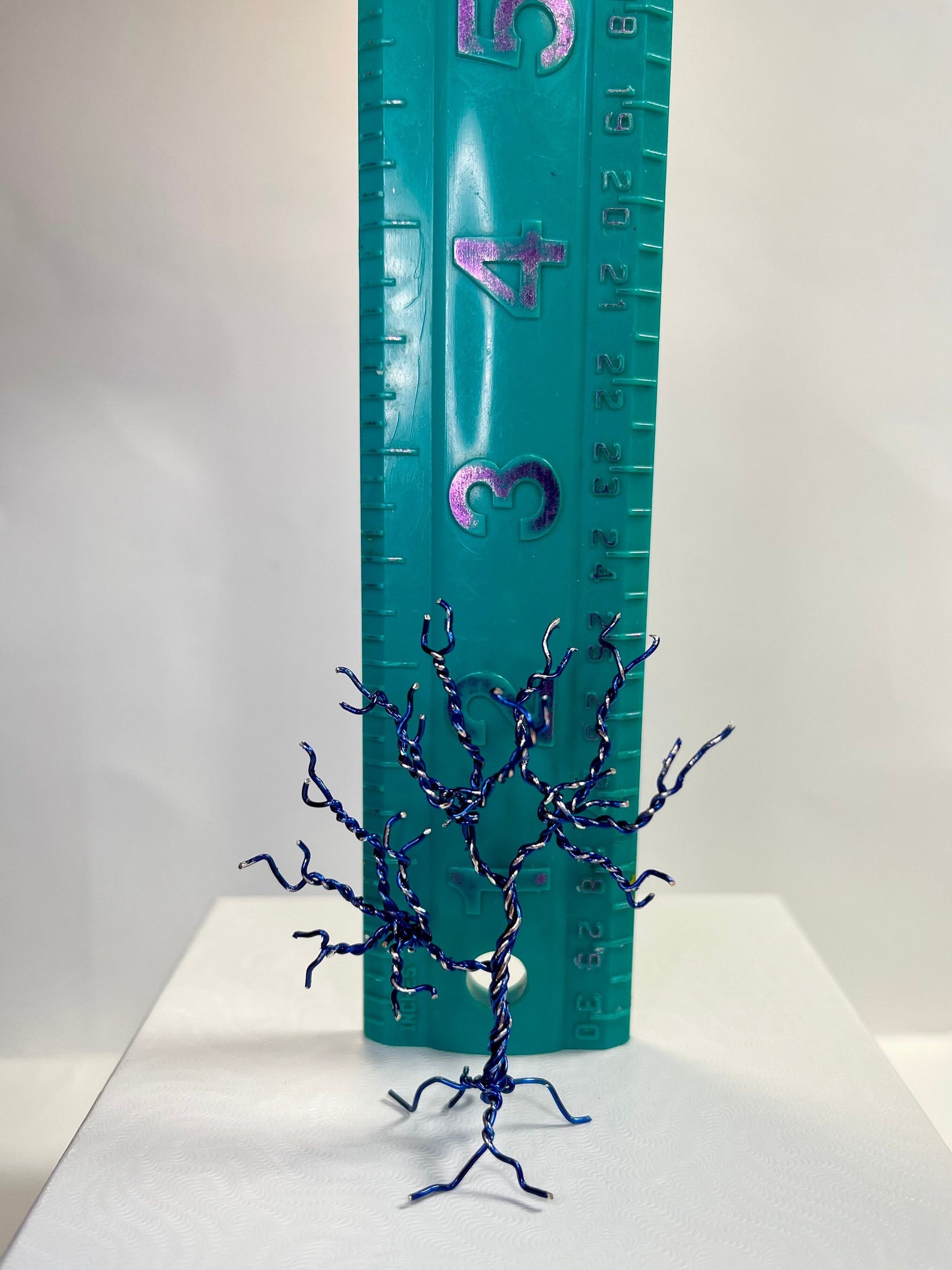 Wire Tree Sculpture, Wire Sculpture, Blue Wire Wrapped Tree Sculpture ...