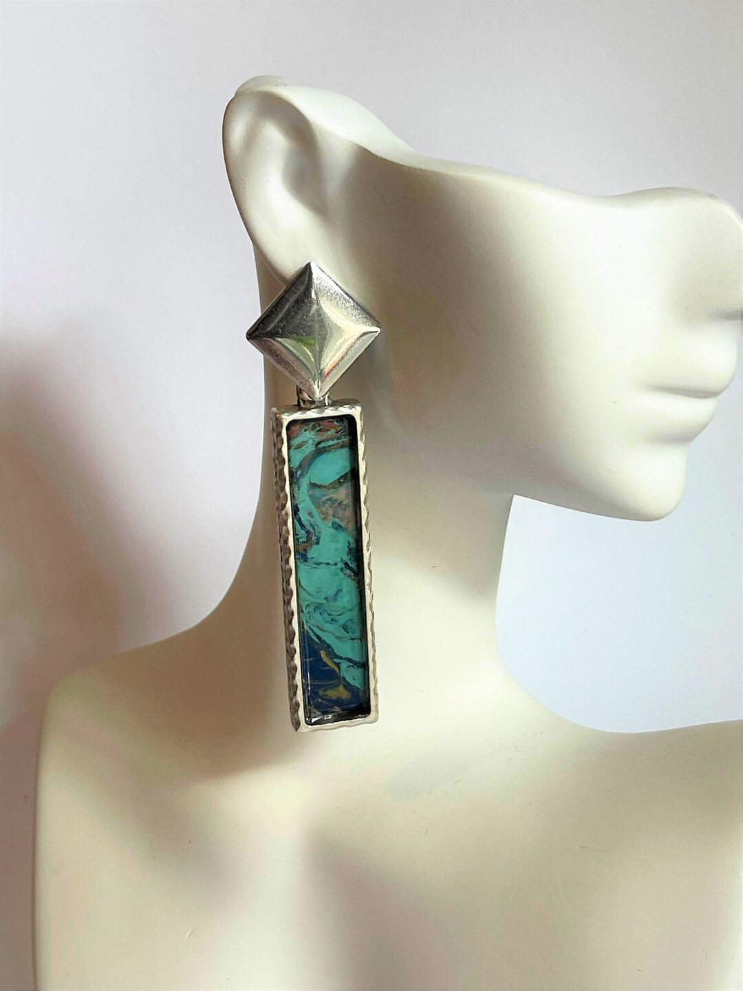 Abstract Dangle Earrings, Fluid Art Jewelry, Resin Coated - Etsy