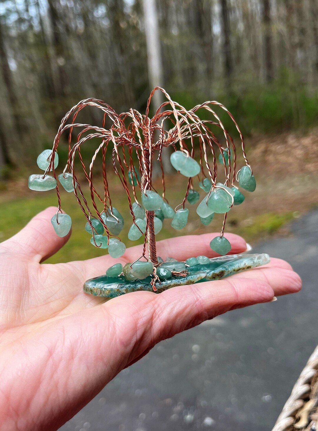 Green Aventurine Weeping Willow Tree, Weeping Willow Tree Sculpture ...