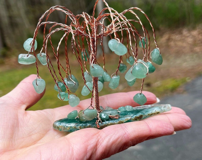 Green Aventurine Weeping Willow Tree, Weeping Willow Tree Sculpture ...