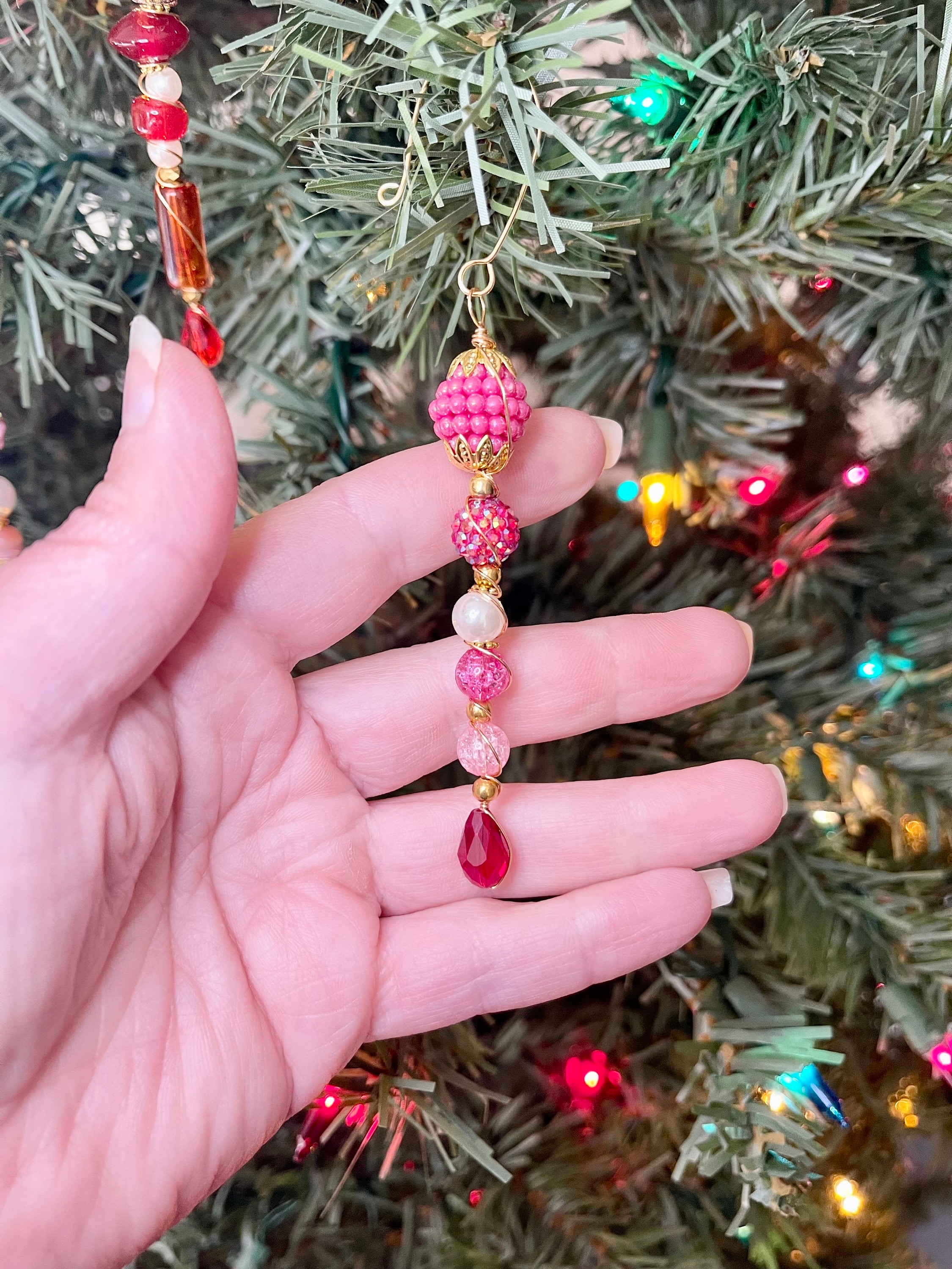 Beaded Icicle Ornament, Handmade Ornament, Wire Wrapped Ornaments ...