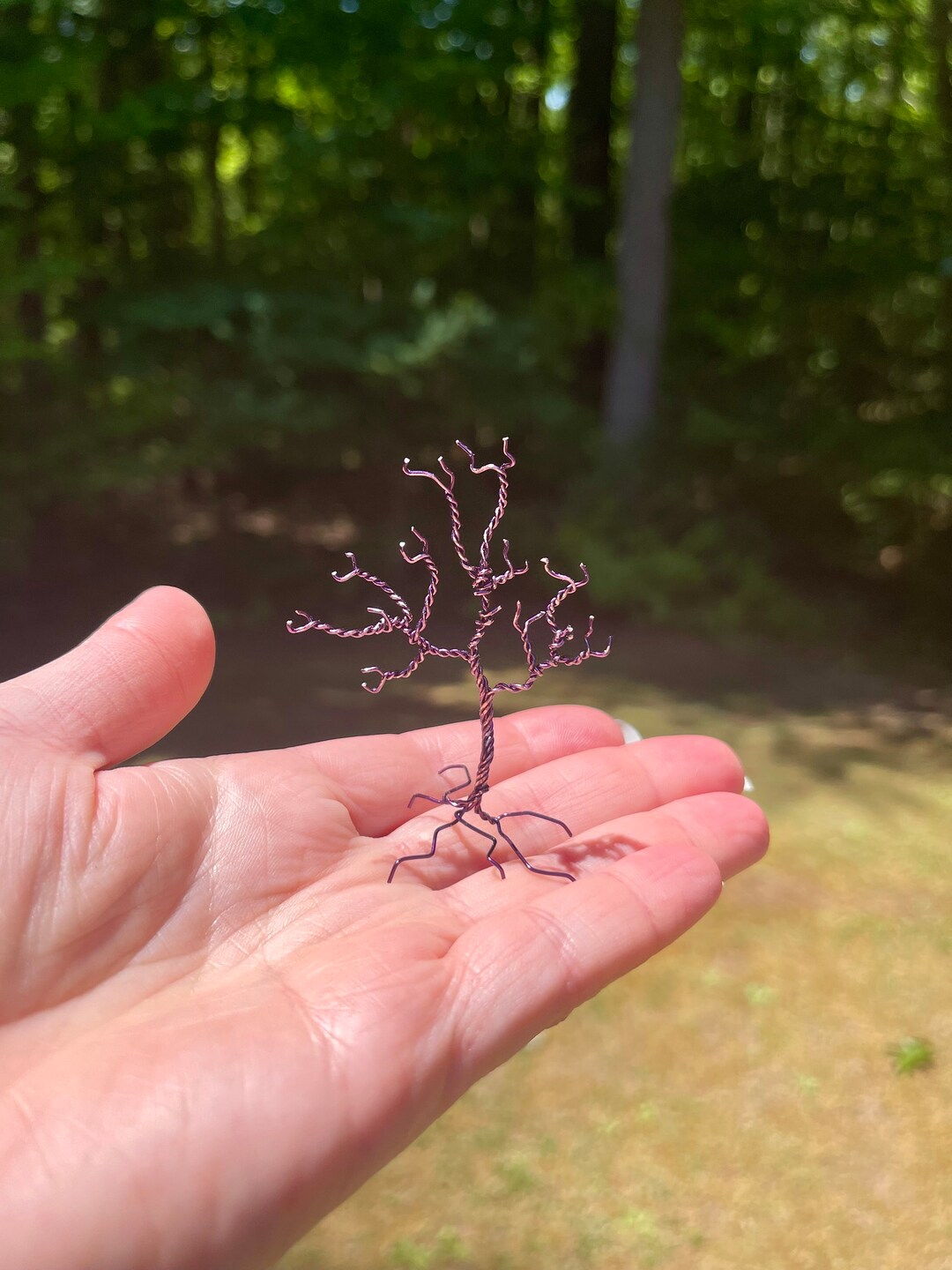 Wire Tree Sculpture, Wire Sculpture, Purple Wire Wrapped Tree Sculpture ...
