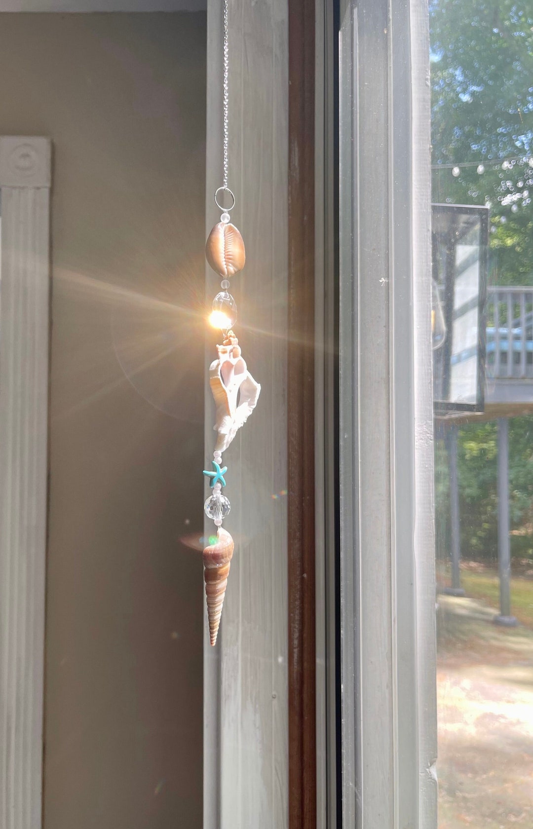 Seashell Suncatcher, Window Decoration, Coastal Suncatcher, Cowrie ...