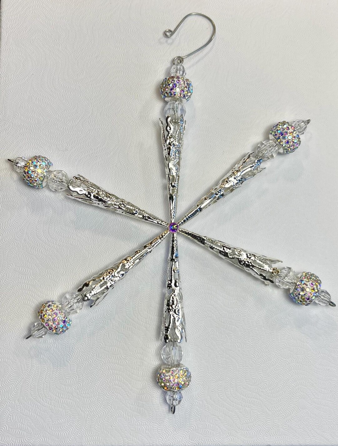 Aurora Borealis Rhinestone Snowflake, Beaded Snowflake, Christmas ...