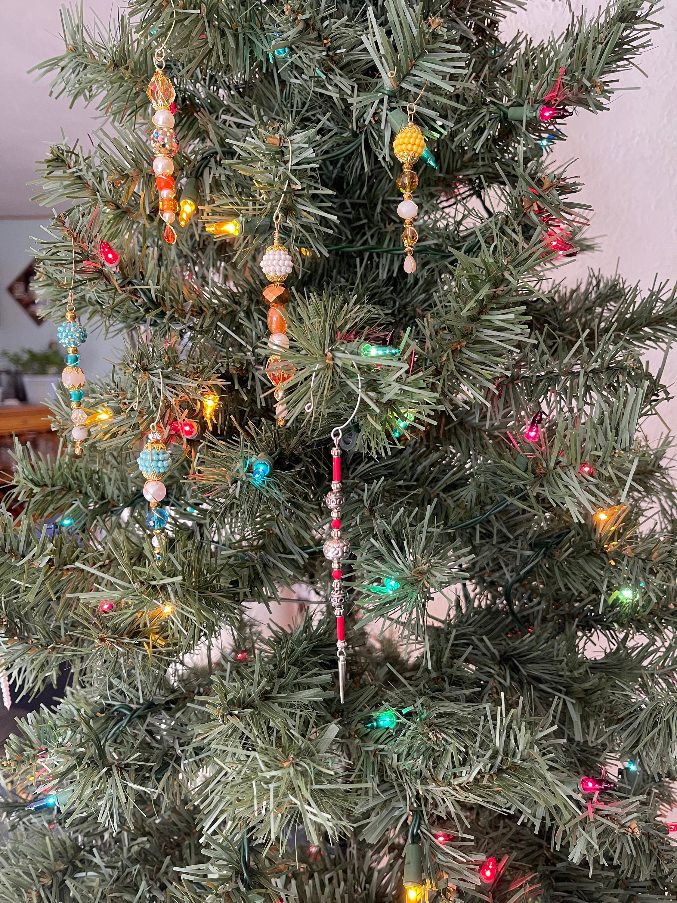 Beaded Icicle Ornament, Handmade Ornament, Wire Wrapped Ornaments ...