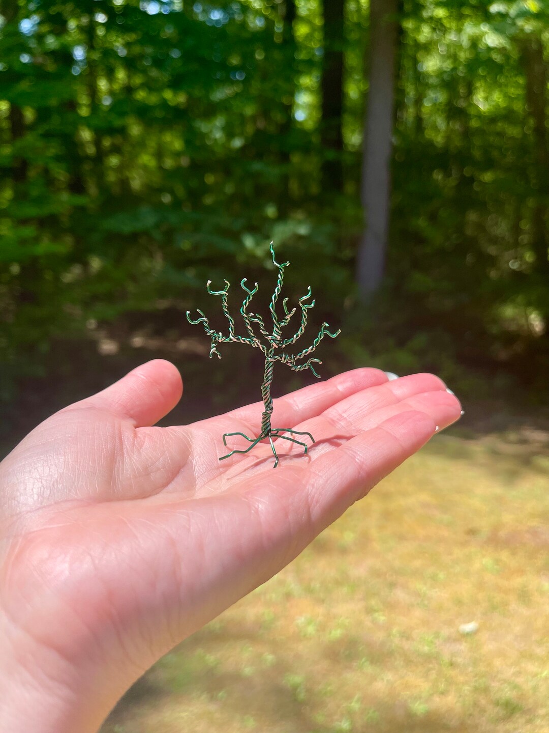Wire Tree Sculpture, Wire Sculpture, Green Wire Wrapped Tree Sculpture ...
