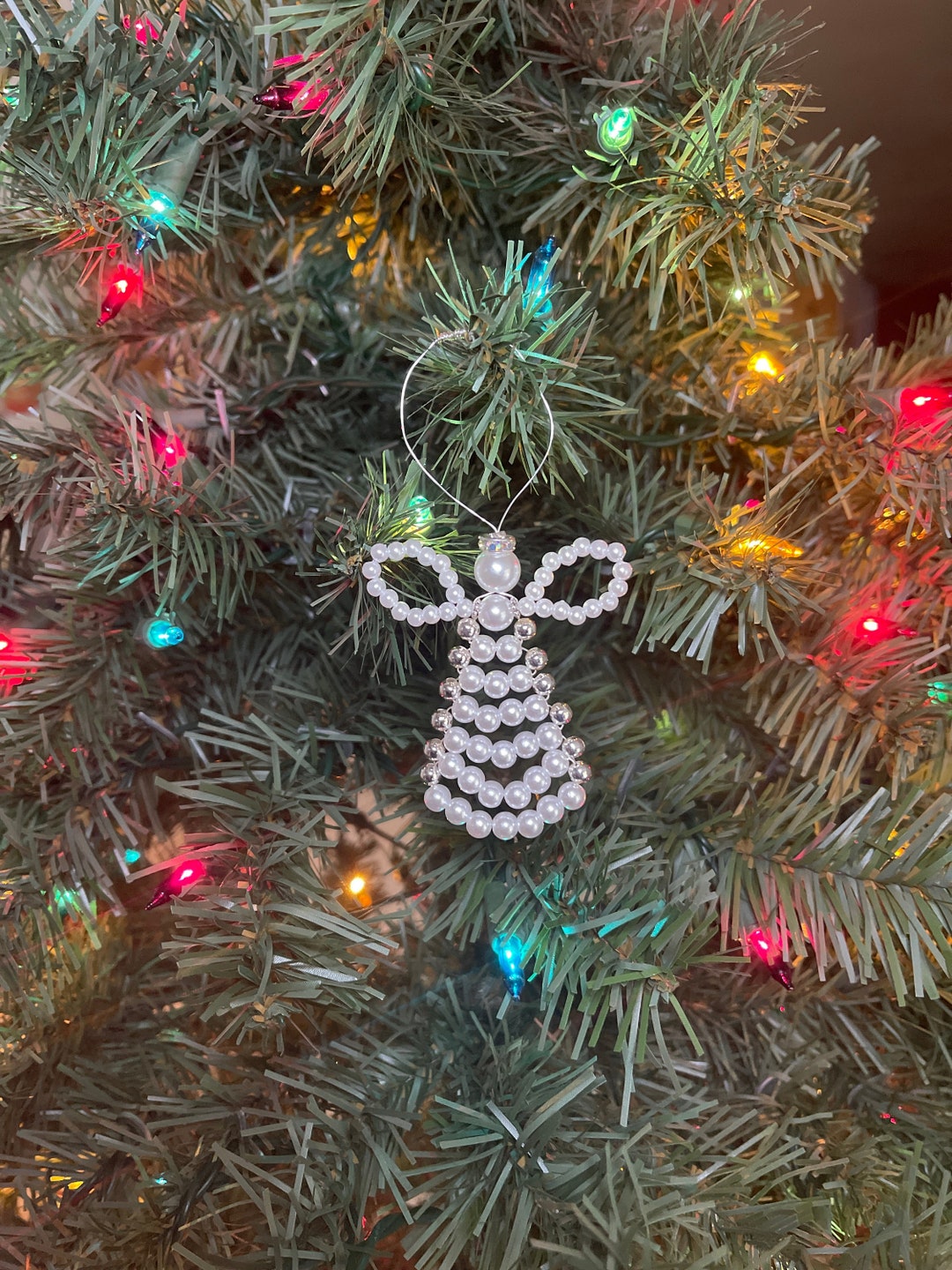 Pearl Angel Ornament, Handmade Ornaments, Angel Beaded Ornament, Angel ...