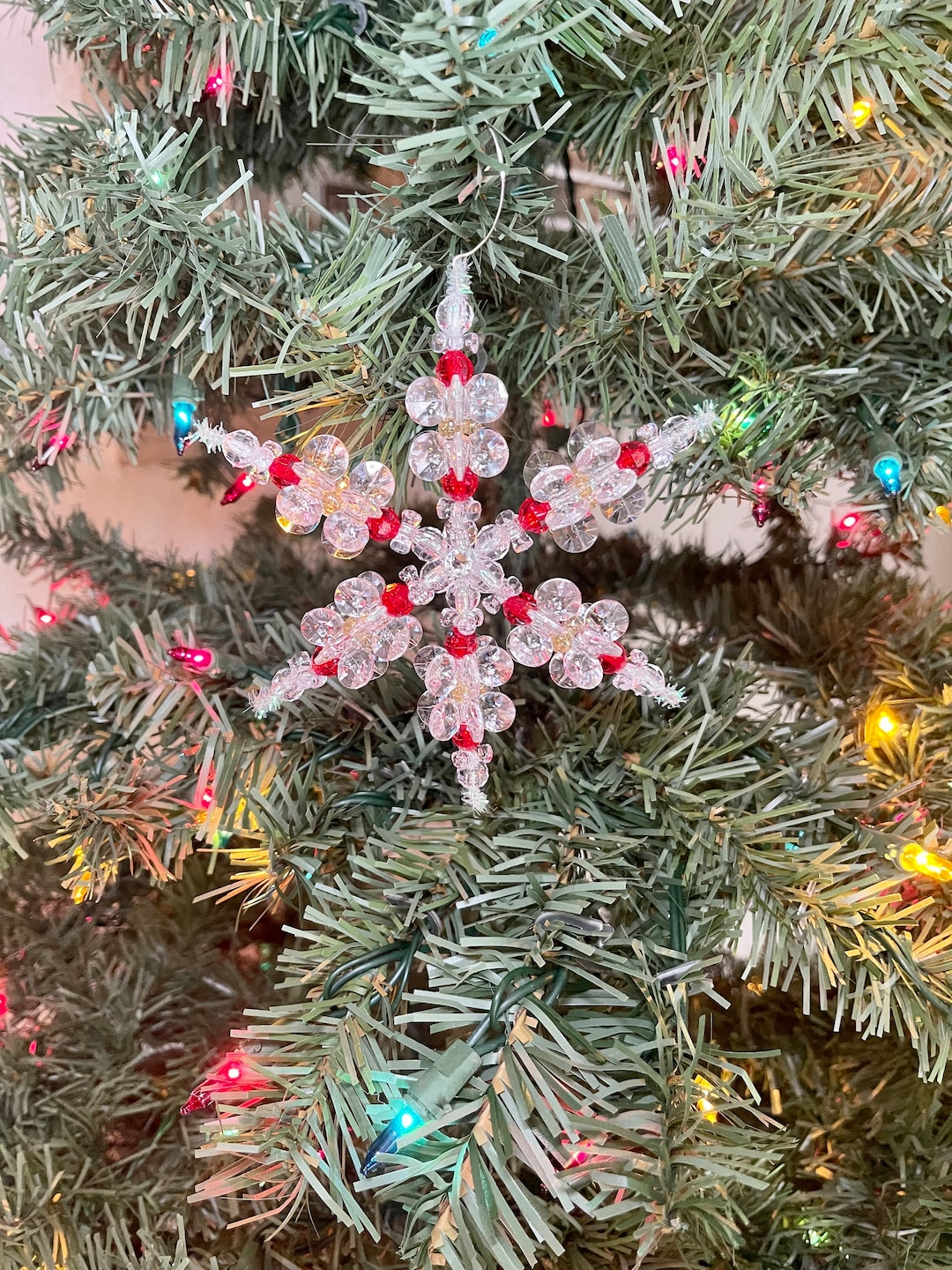 Snowflake Christmas Ornament, Beaded Snowflake Ornament, Handmade ...
