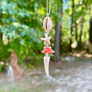 Cowrie Shell Starfish Rear View Mirror Charm, Car Accessories, Rearview ...