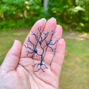 Wire Tree Sculpture, Wire Sculpture, Blue Wire Wrapped Tree Sculpture ...