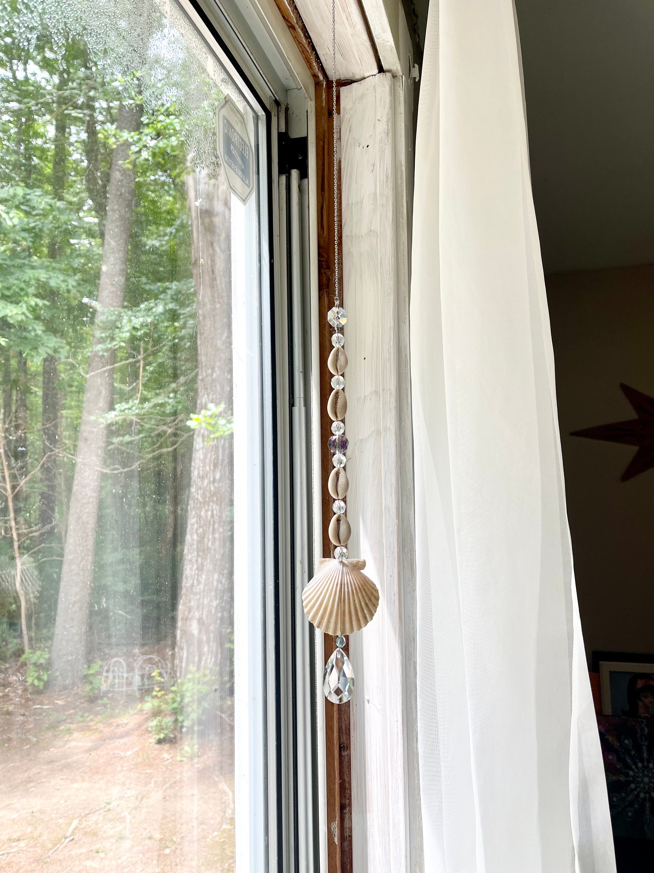 Seashell Suncatcher, Window Decoration, Coastal Suncatcher, Cowrie ...