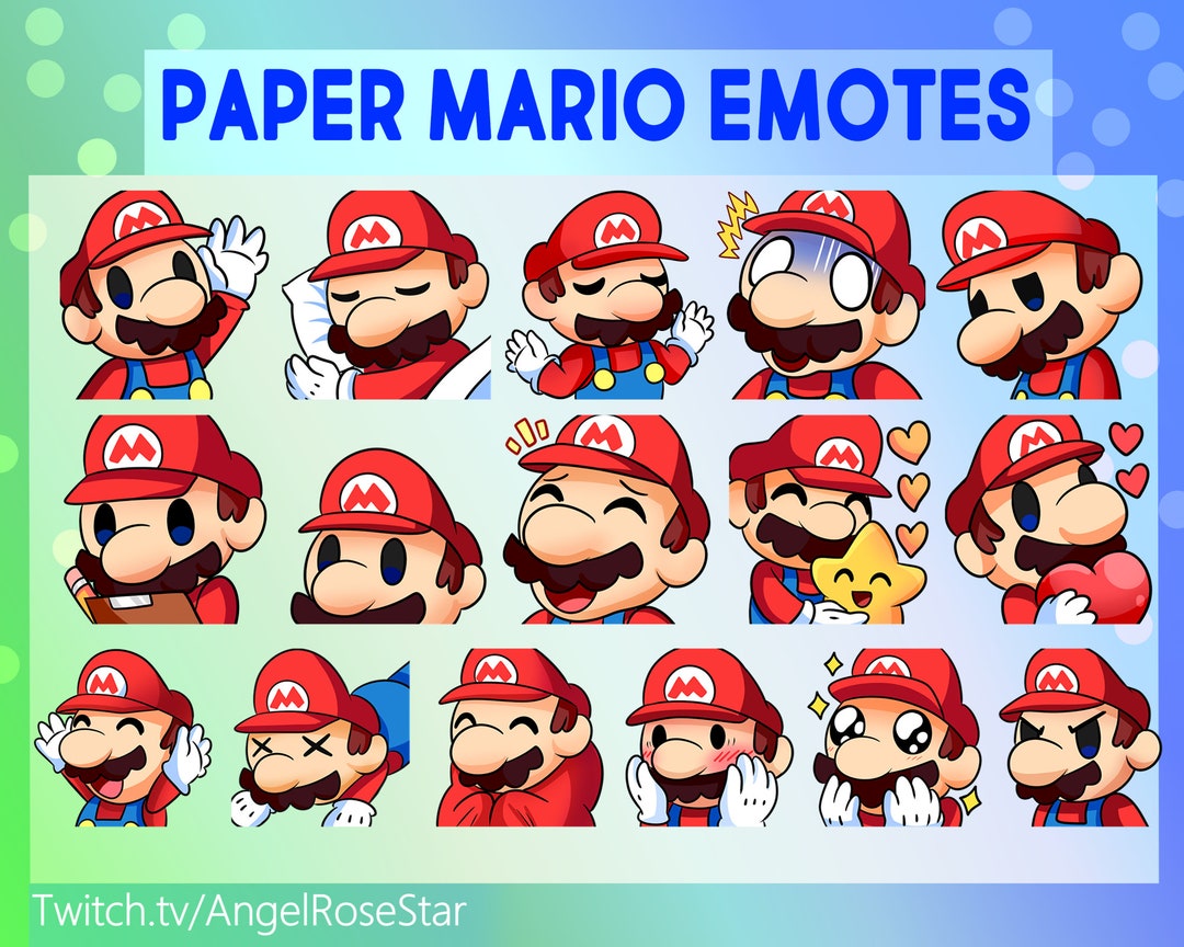 PAPER MARIO EMOTES 16 Twitch , Discord. Youtube Cute Paper Mario Emoji ...