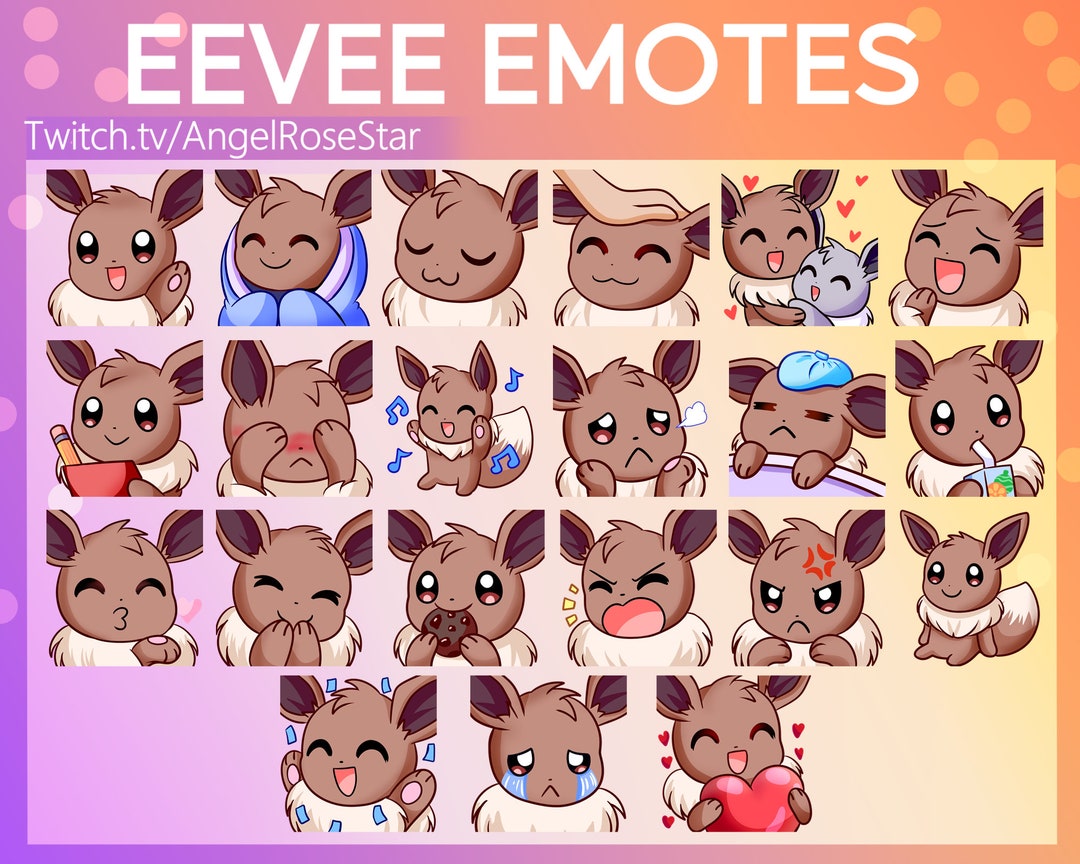 EEVEE EMOTES (21)| Twitch , Discord. Youtube | Cute Eevee Emoji Emote ...