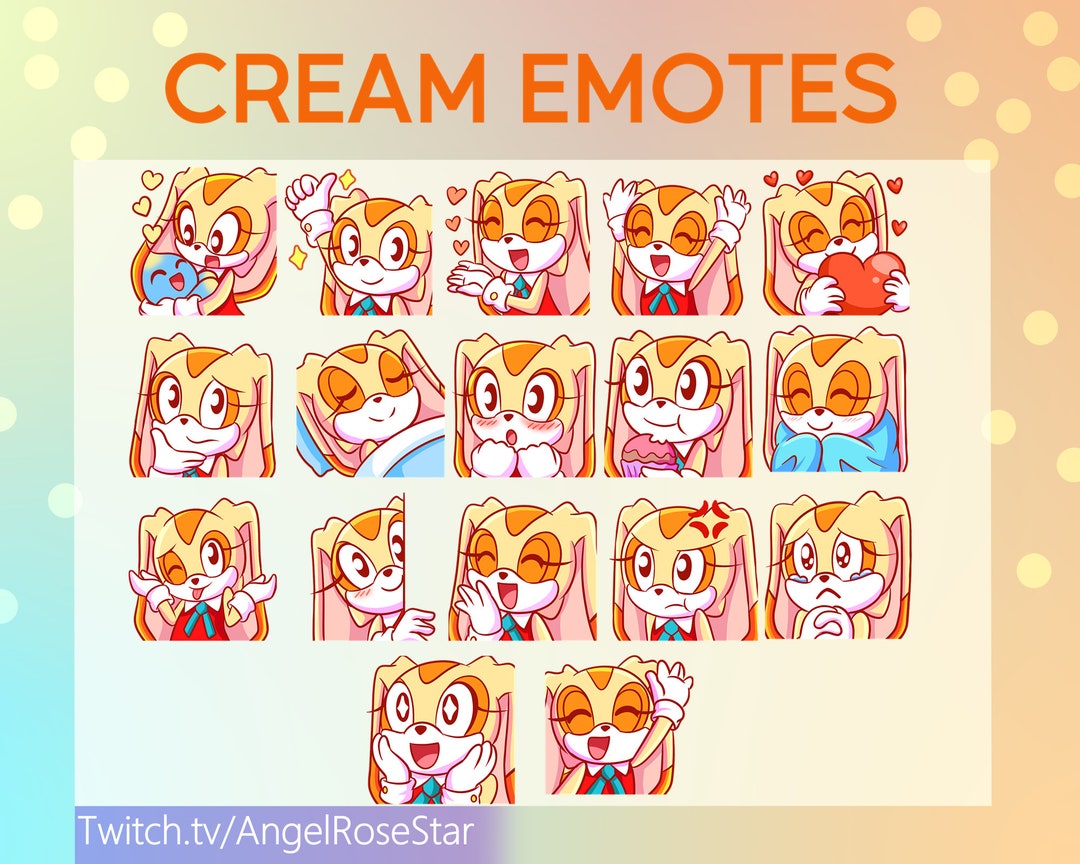 Cream the Rabbit EMOTES 17 Twitch , Discord. Youtube Cute Cream Emoji ...