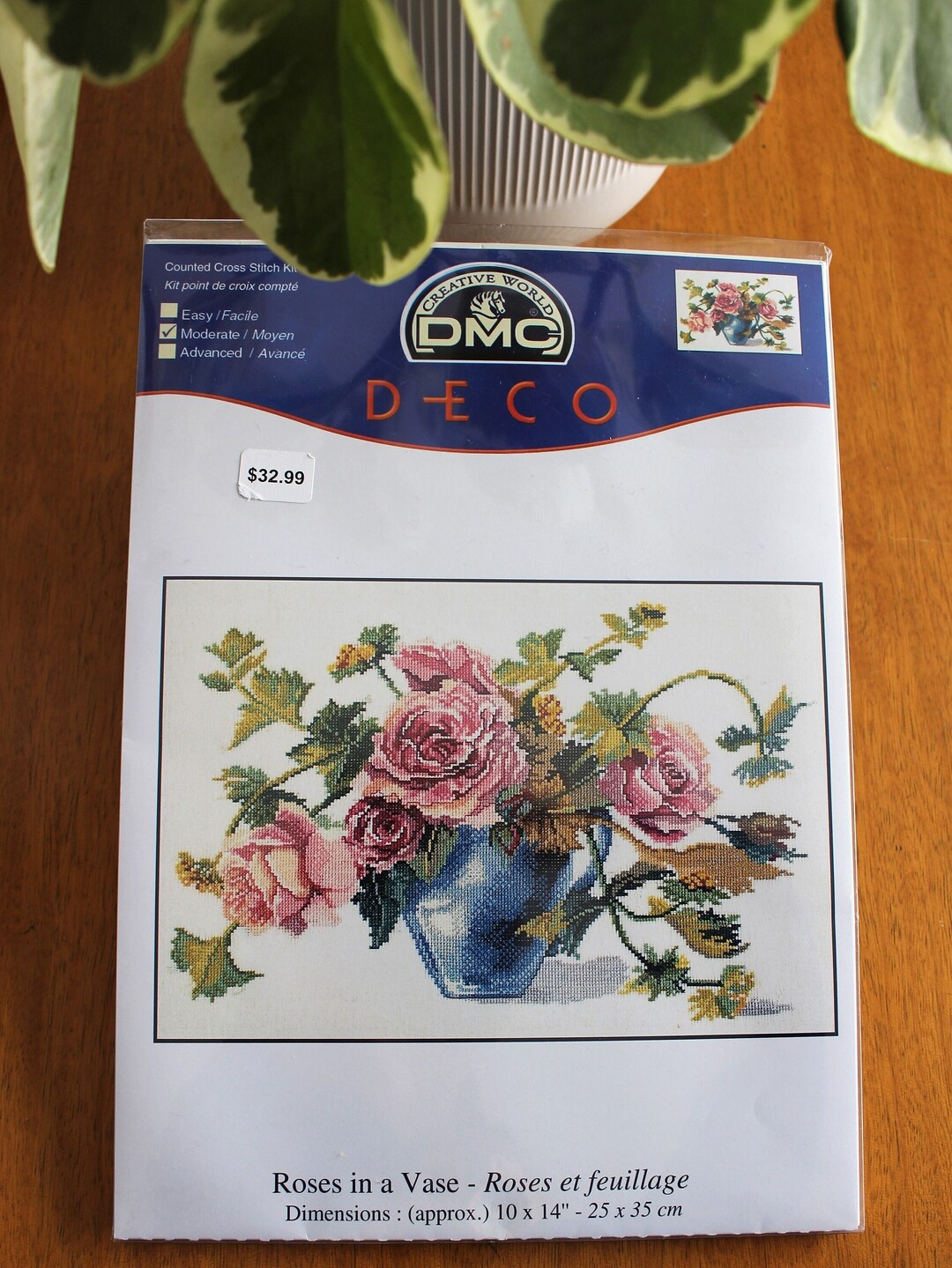 Vintage DMC Deco Counted Cross Stitch Kit 'roses in A Vase' XC0988 - Etsy