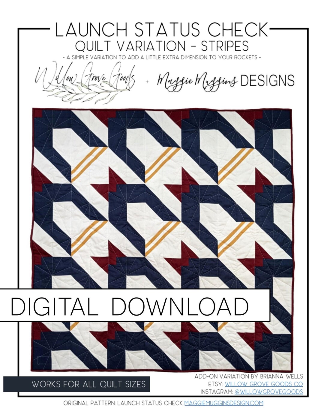 Launch Status Check Quilt Pattern Add-on | 1/2" Stripes Variation ...