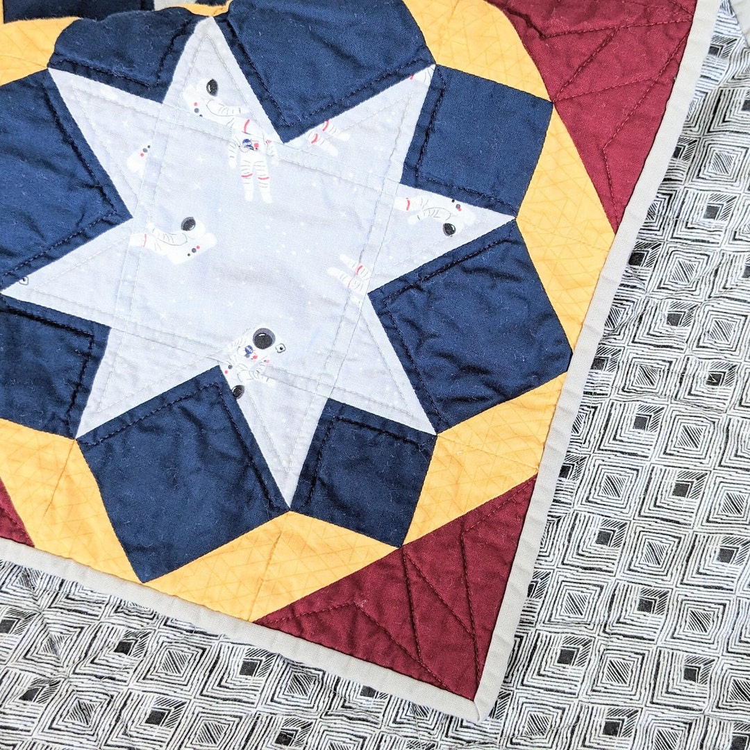 Floating Astronauts Quilt | Baby Boy Quilt | Toddler | Space | Red ...
