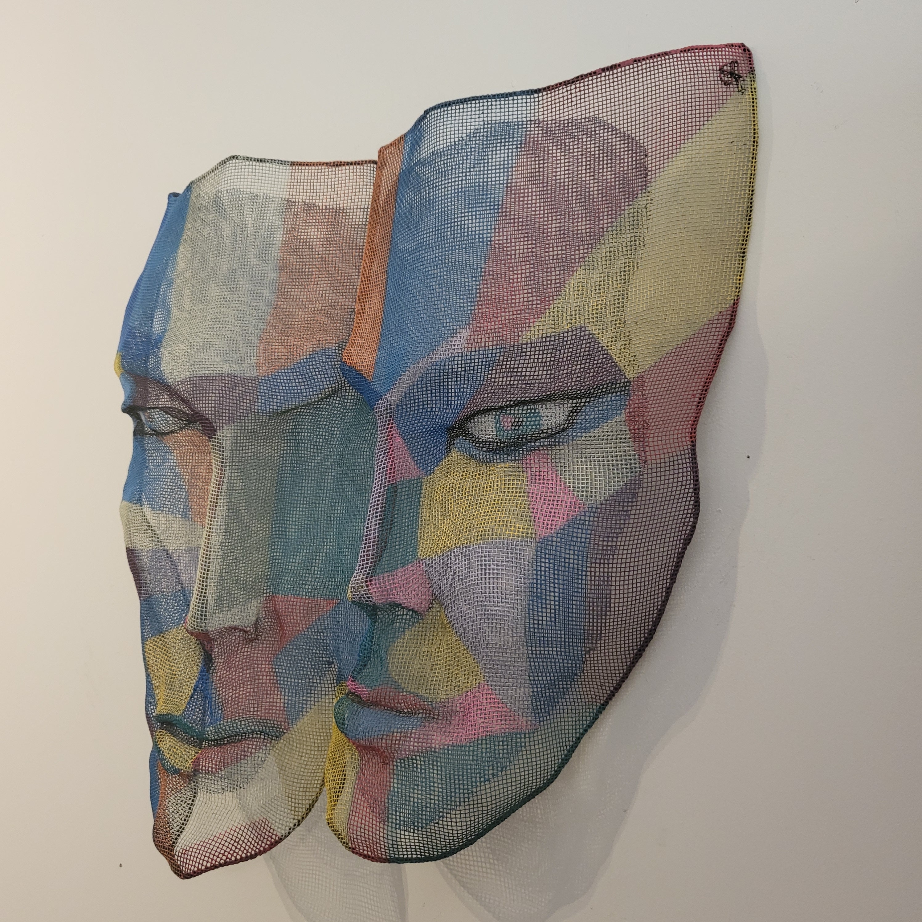 3D Wire Face Sculpture, Iron Mesh Wall Art, Pair Face Mask, Metal Art ...