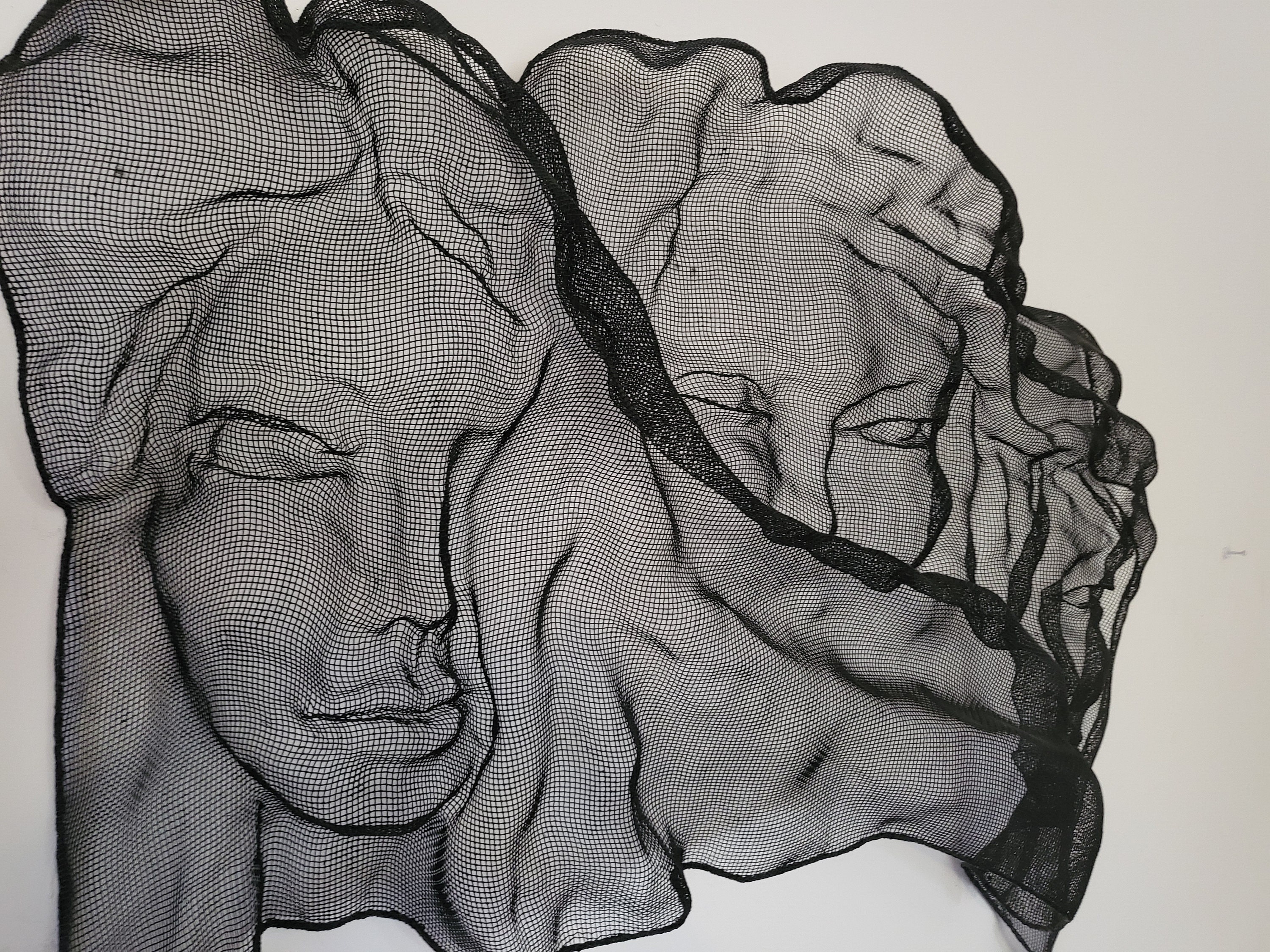 3D Wire Face Sculpture, Iron Mesh Wall Art, Lovely Metal Mask, Perfect ...