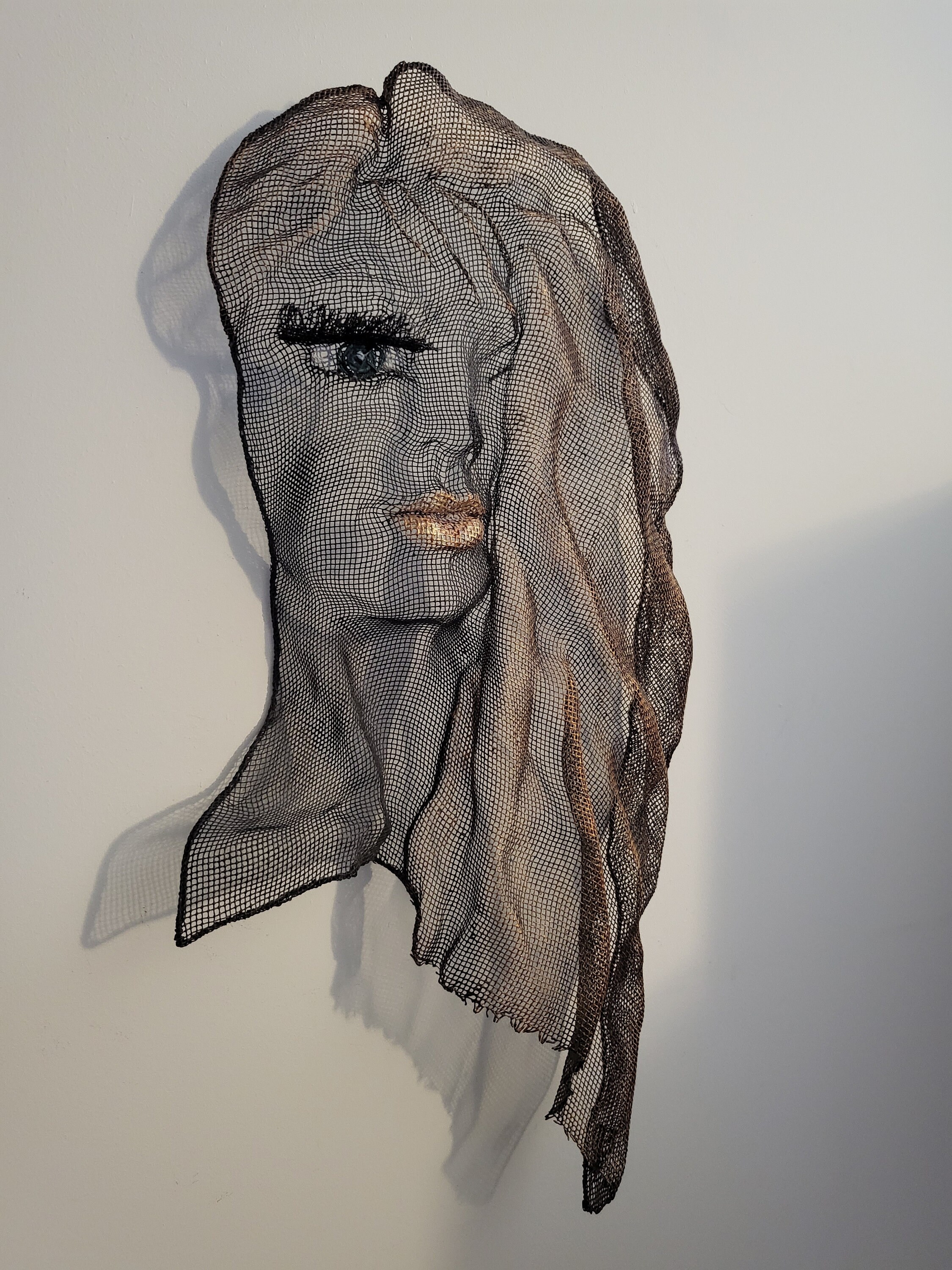 3D Wire Face Iron Mesh Sculpture,wall Art ,lovely Mask ,art in Metal ...
