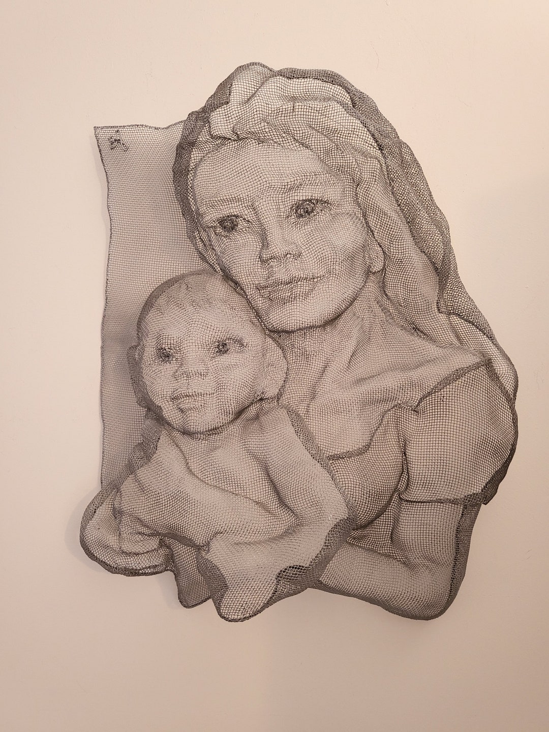 3D Wire Mom With Baby Iron Mesh Sculpture,wall Art ,lovely Mom ,art in ...