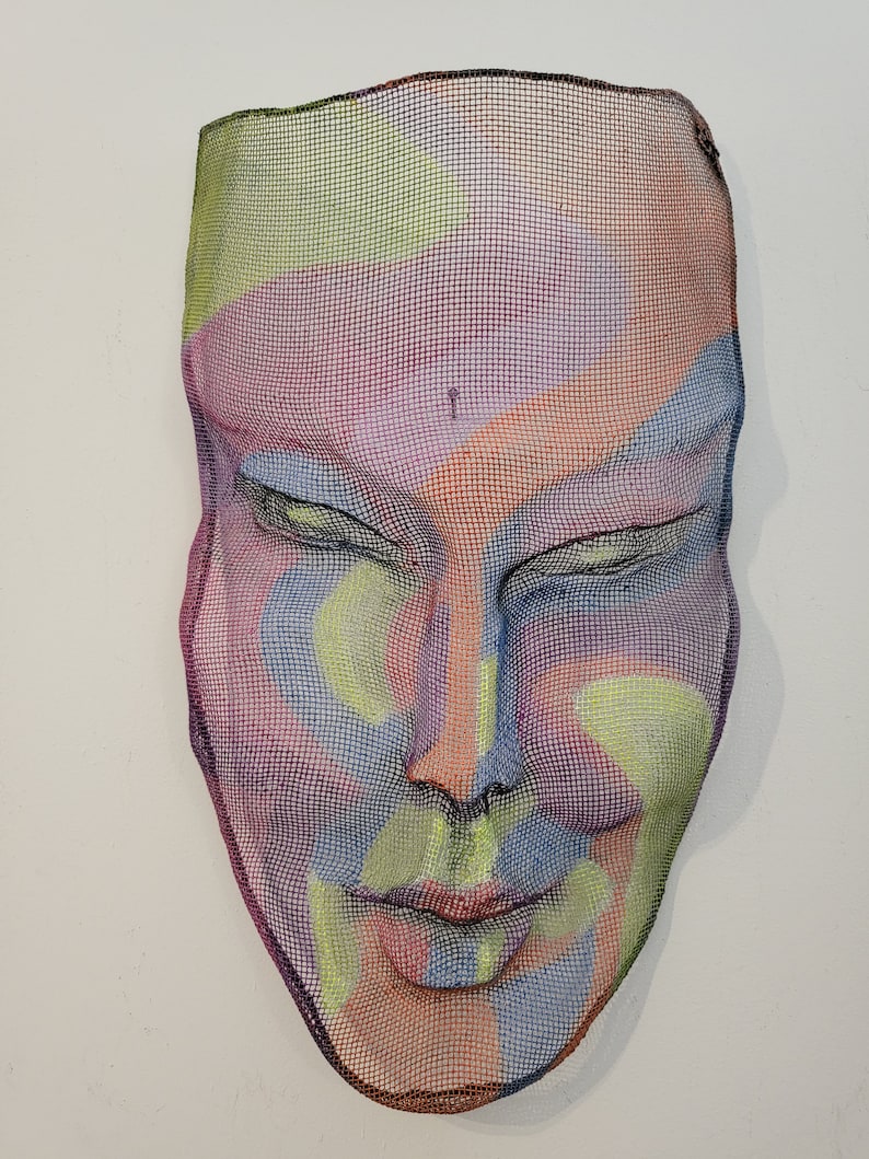 3D Wire Face Iron Mesh Sculpturewall Art lovely Mask art in - Etsy