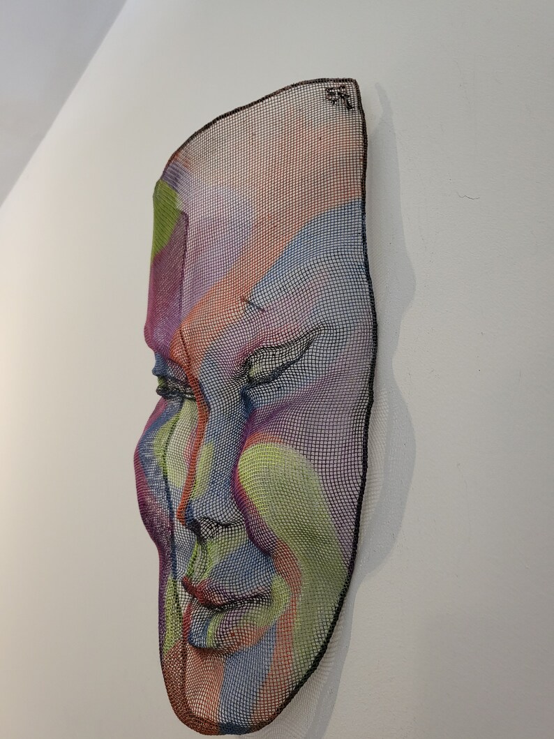 3D Wire Face Iron Mesh Sculpturewall Art lovely Mask art in - Etsy