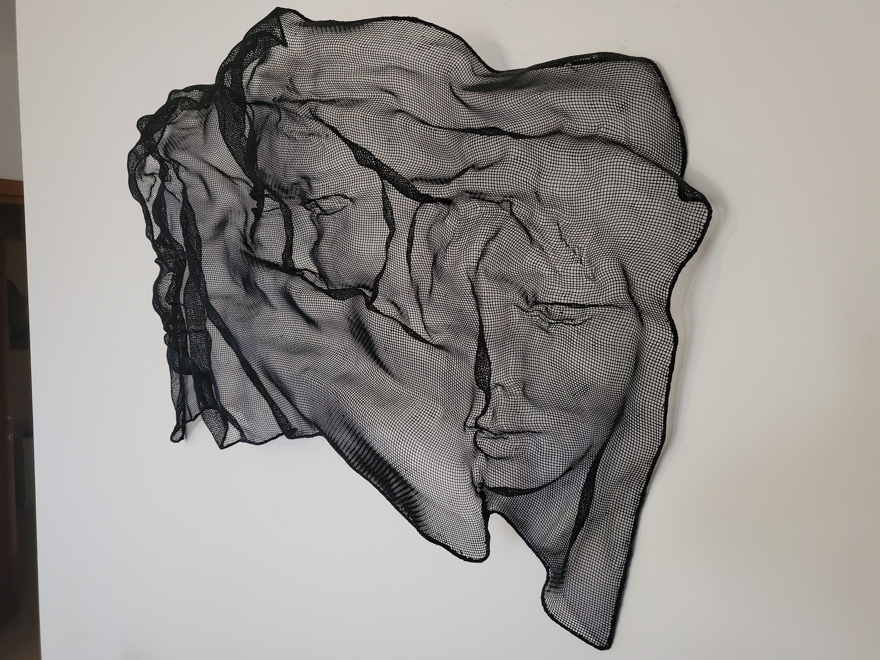 3D Wire Face Sculpture, Iron Mesh Wall Art, Lovely Metal Mask, Perfect ...