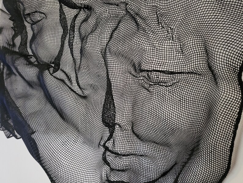 3D Wire Face Sculpture, Iron Mesh Wall Art, Lovely Metal Mask, Perfect ...