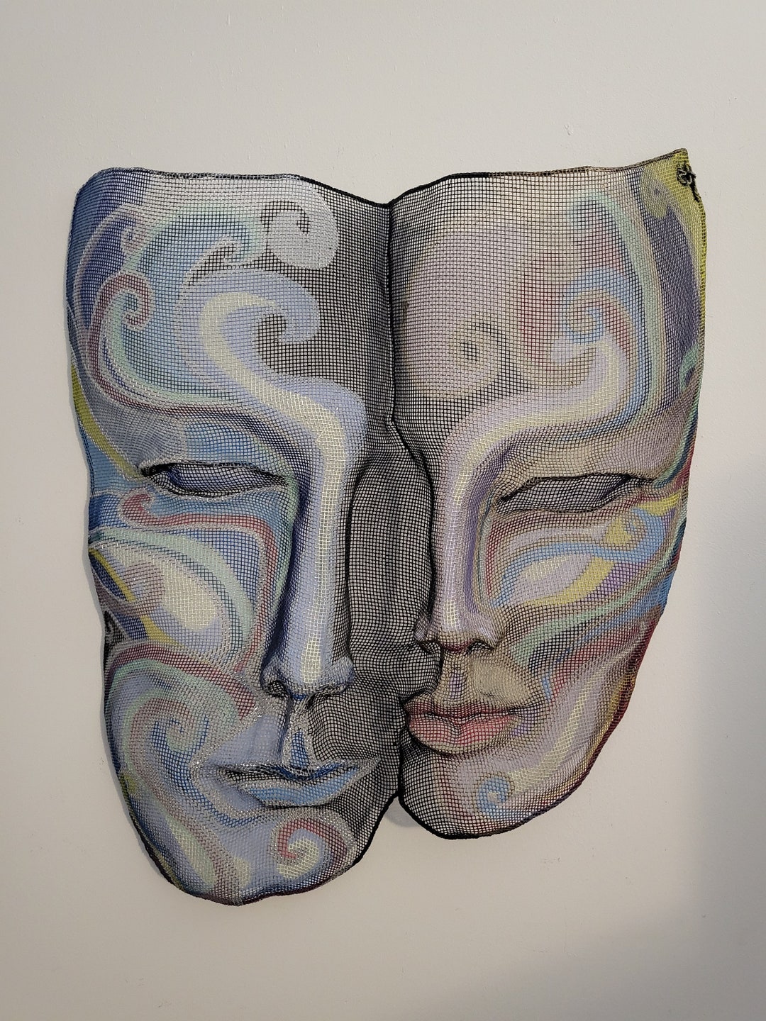 3D Wire Face Iron Mesh Sculpturewall Art lovely Mask art in - Etsy