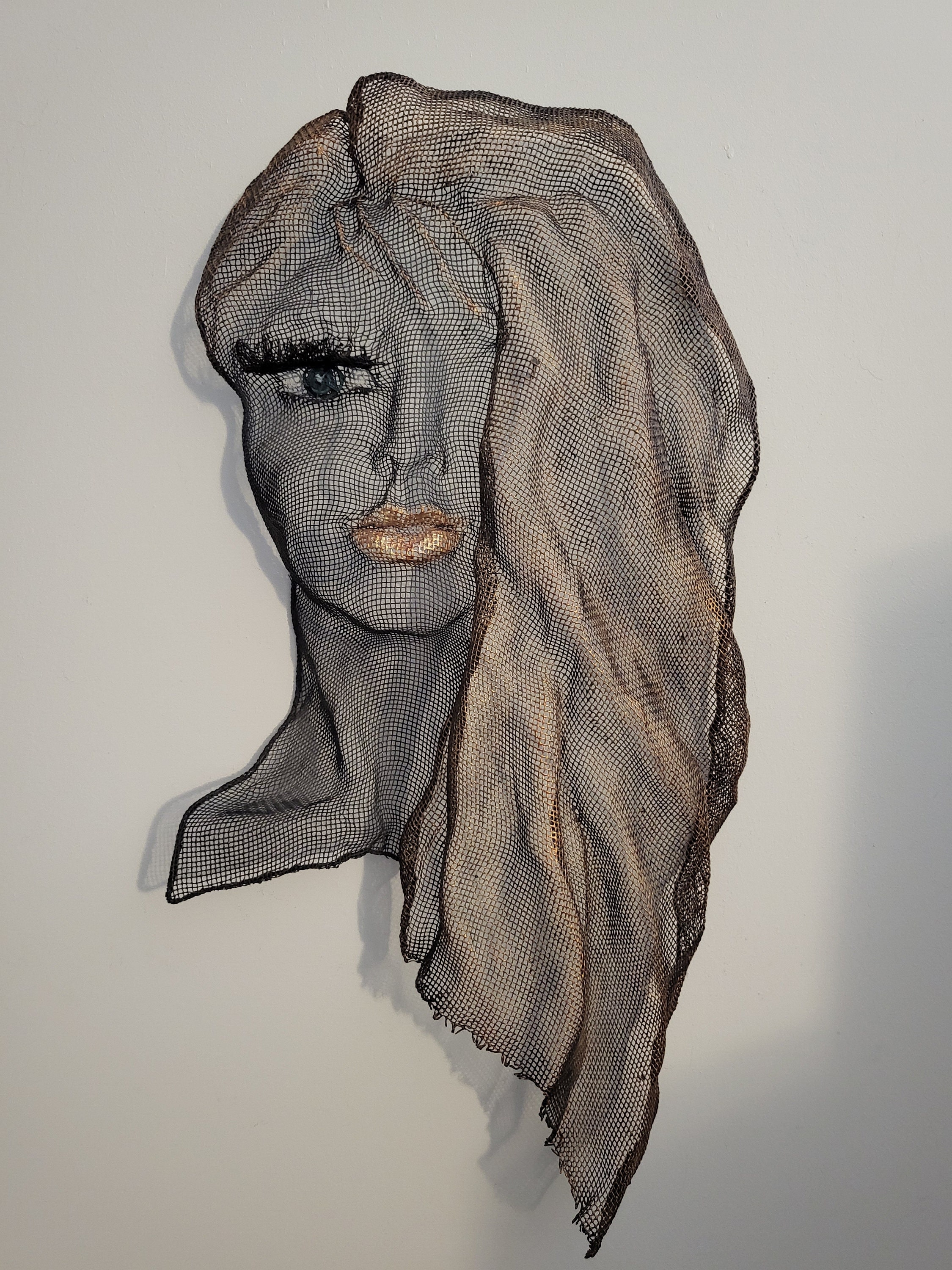3D Wire Face Iron Mesh Sculpture,wall Art ,lovely Mask ,art in Metal ...