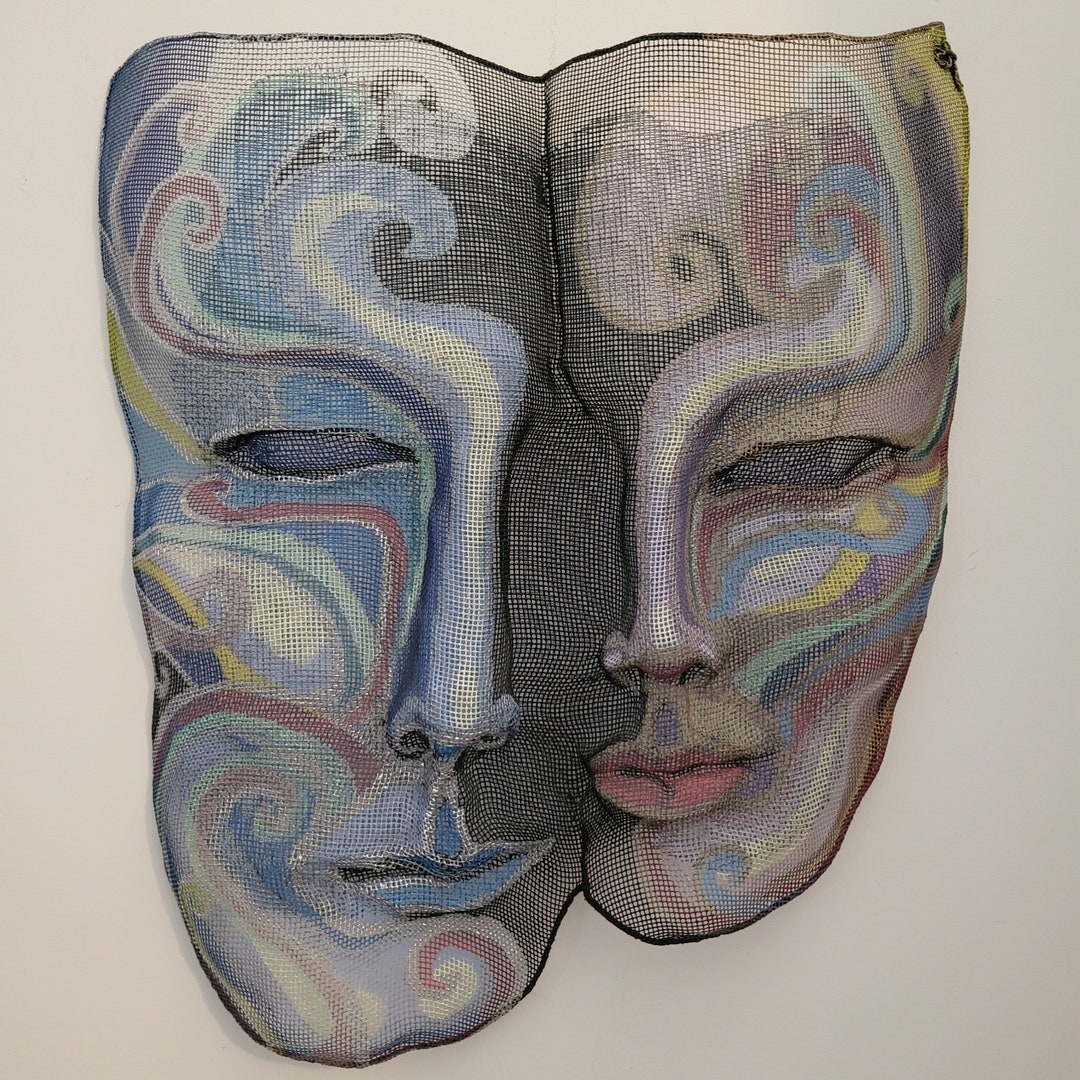 3D Wire Face Iron Mesh Sculpture,wall Art ,lovely Mask ,art in Metal ...
