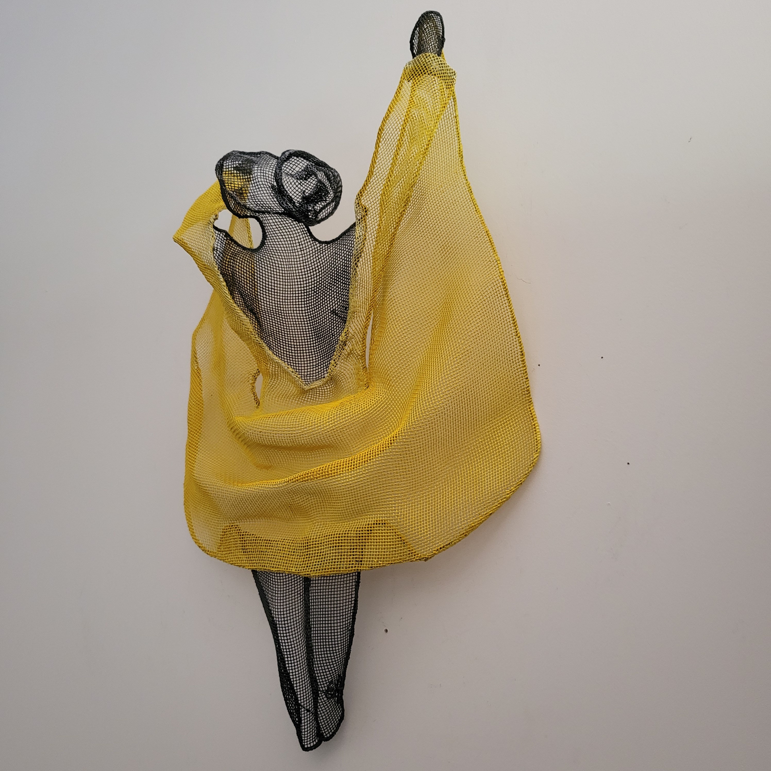 Iron Mesh Art, 3D Wire Sculpture of Flamenco Dancer, Vibrant Mustard ...