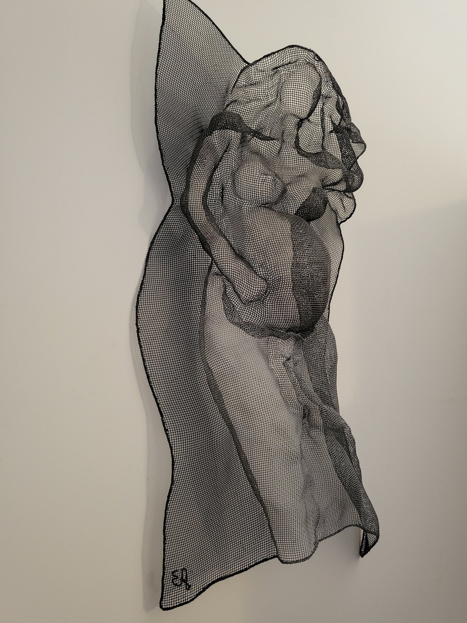 3D Wire Mom Pregnancy Sculpture, Iron Mesh Wall Art, Metal Woman Statue ...