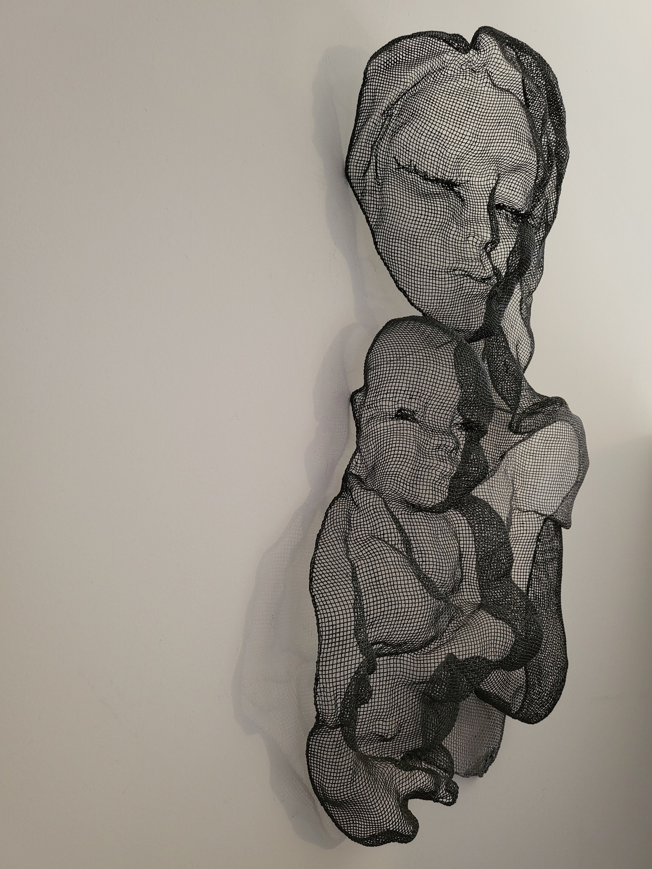 3D Wire Mom With Baby Iron Mesh Sculpturewall Art lovely Mom - Etsy