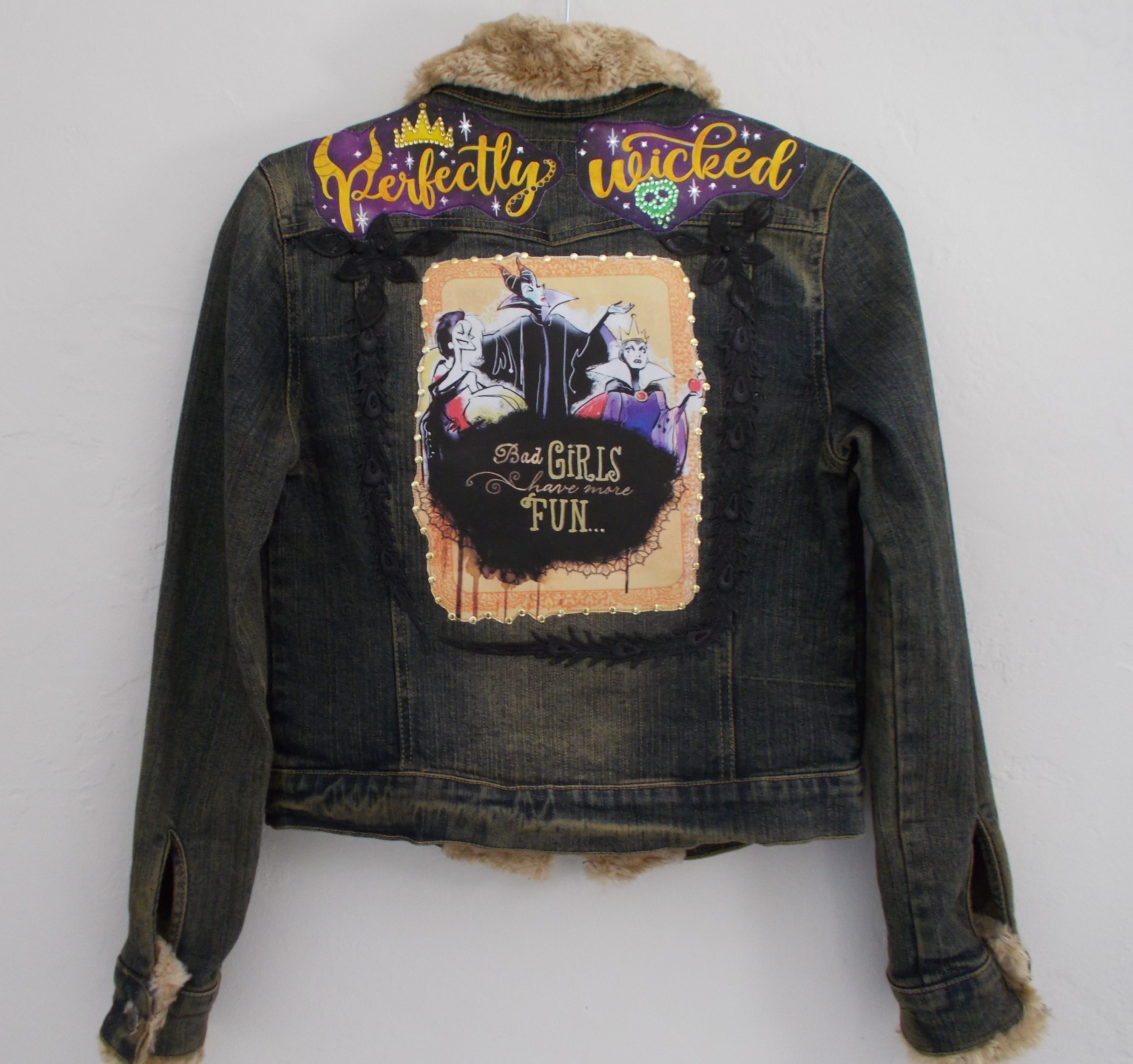 Perfectly Wicked Villains Denim Jeans Jacket Evil Queen Maleficent ...