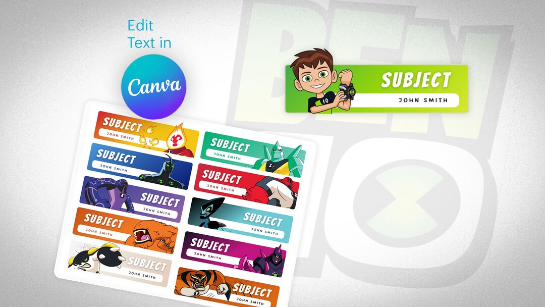 Ben 10 Notebook Label - Etsy