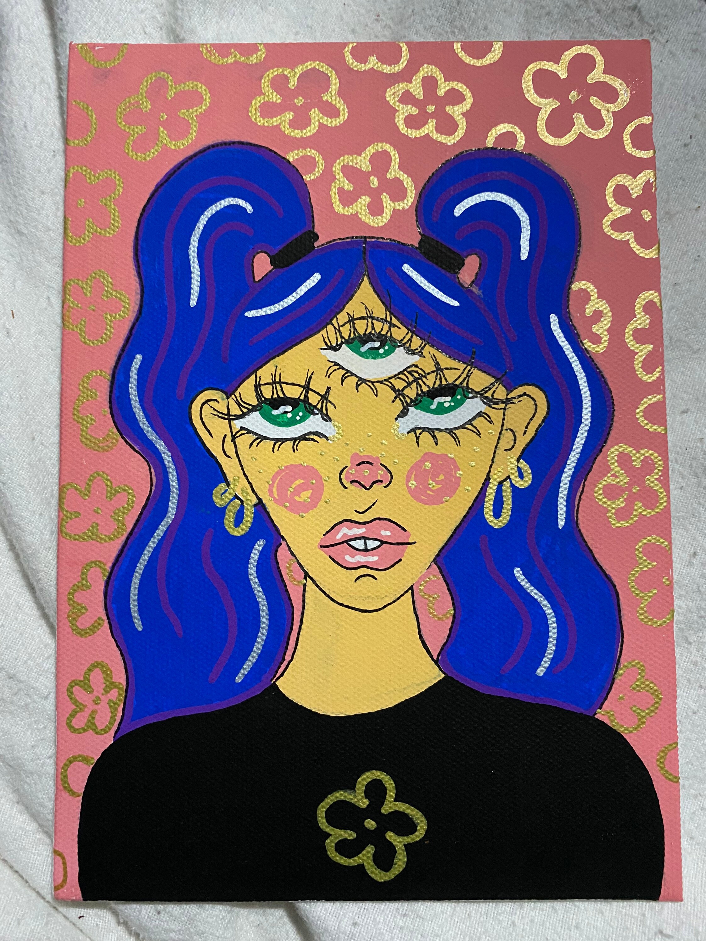 Custom Alien Posca Portrait on Flat Canvas A5 - Etsy