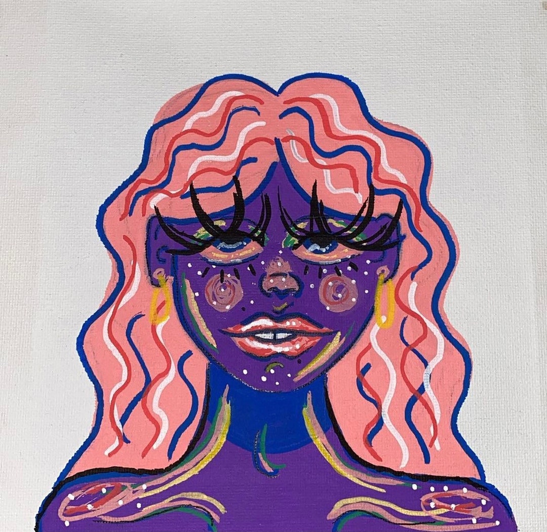 Custom Alien Posca Portrait on Flat Canvas A5 - Etsy