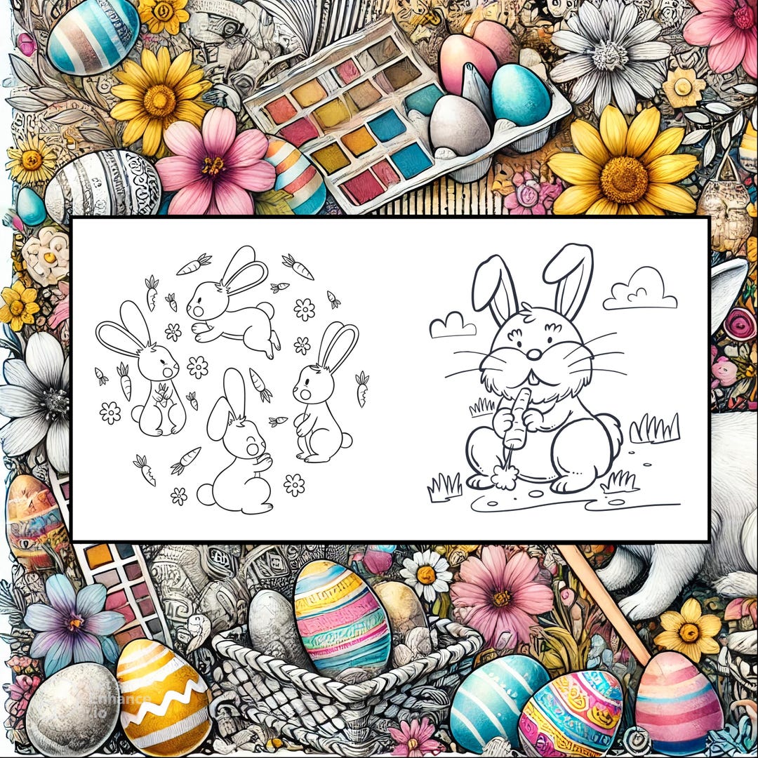 Easter Bunny & Eggs Coloring Book for Kids | 10 Fun Printable Pages ...