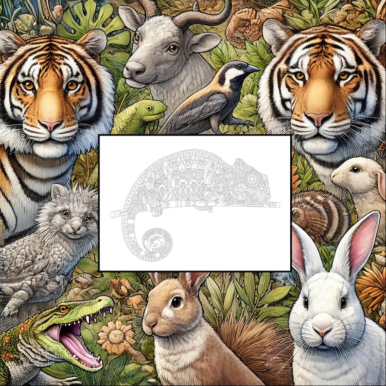 Lizard Mandala Coloring Page Intricate Design for Adults Digital ...