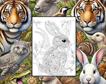 Easter Bunny Mandala Rabbit Coloring Page for Adults & Kids, Instantly ...
