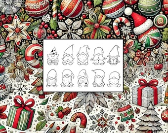 Cute Christmas Dwarf Gnomes Coloring Page | Fun Holiday Digital ...