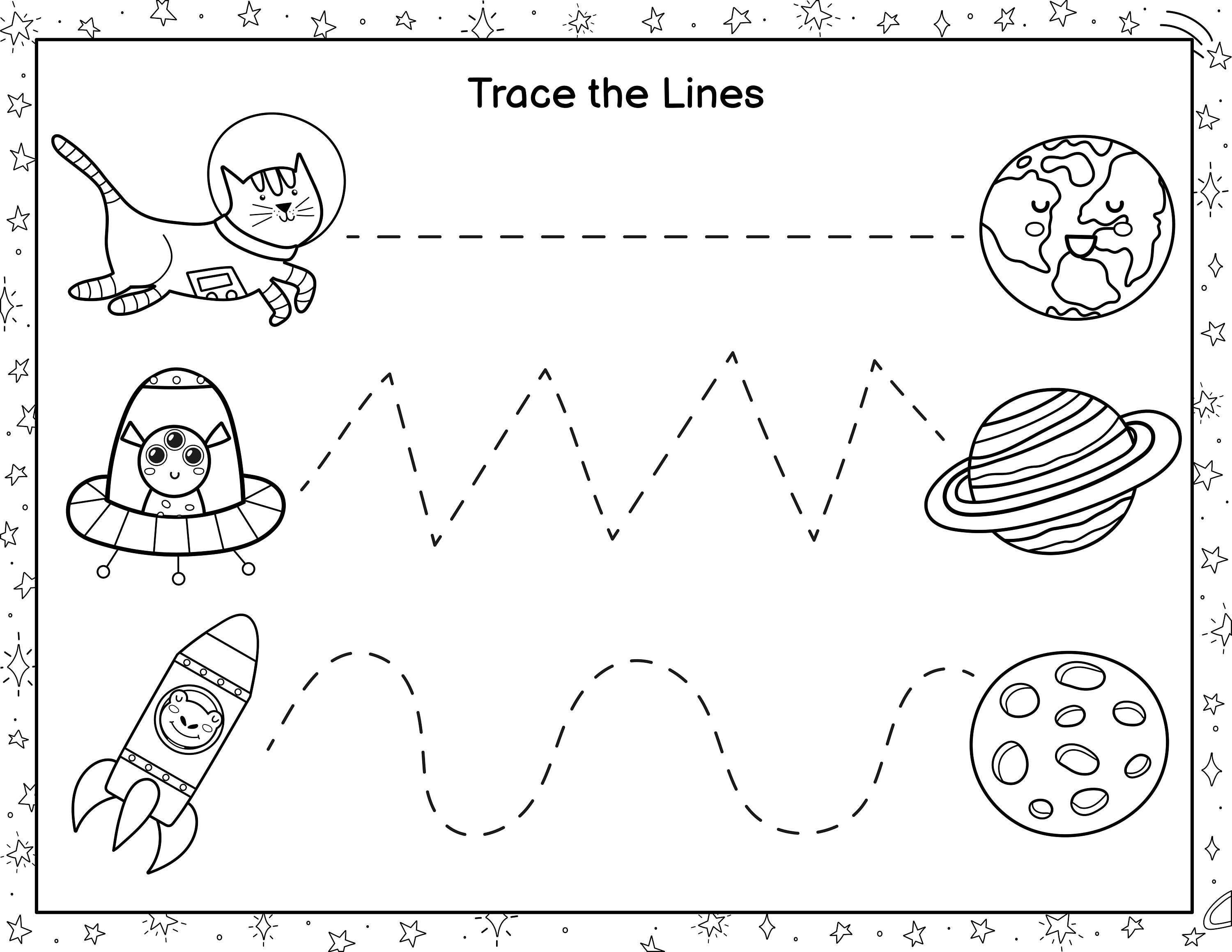 Space Trace the Lanes Game: Fine Motor Skills Activity (digital ...