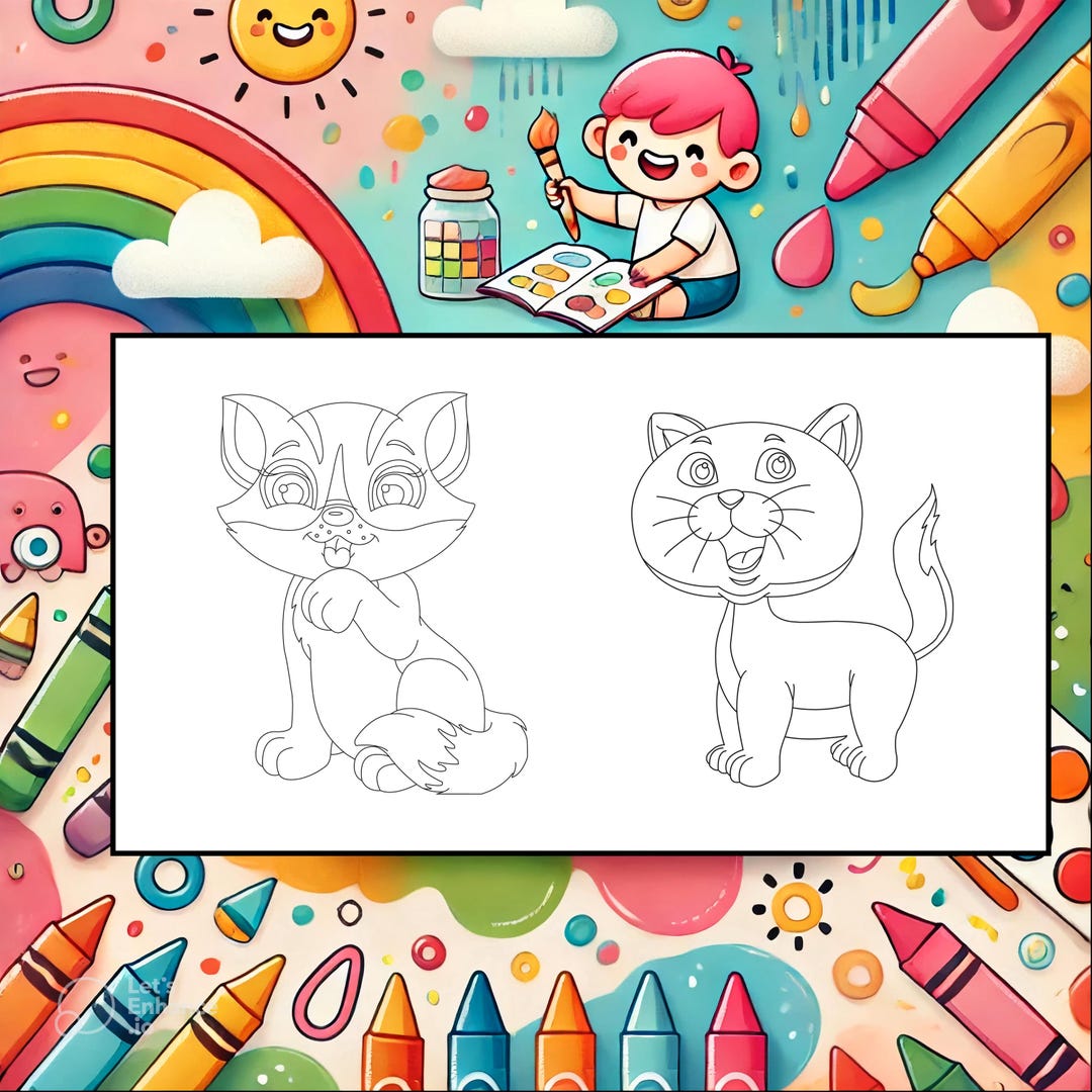 Kitty Cat Coloring Book for Kids | 26 Fun Printable Pages | Digital PDF ...