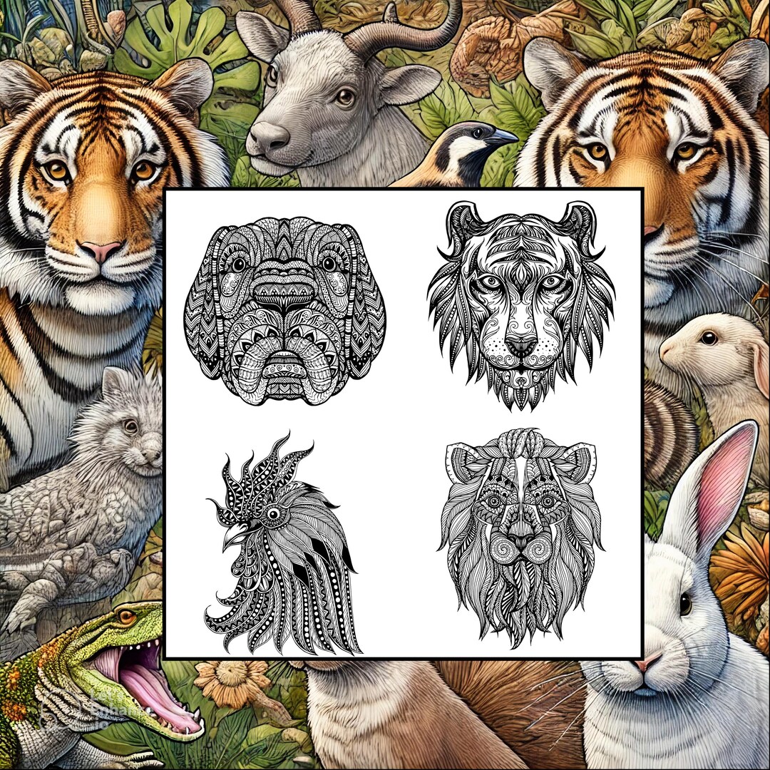 Intricate Animal Mandalas Coloring Book: 7 Pages (digital Download) - Etsy