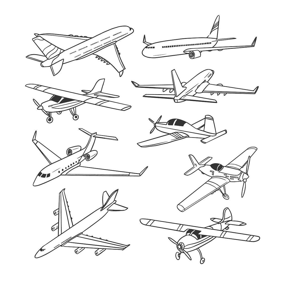 Easy Children Plane Coloring Book, Planes Coloring Pages for Kids 10 ...