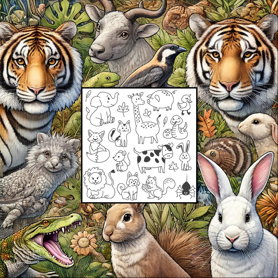 Woodland Creatures Doodle Coloring Book | 13 Cute Animals | Fun ...